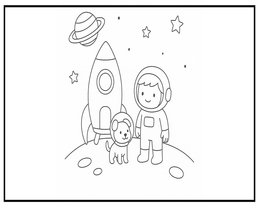 Planet Adventure Scene Coloring Page