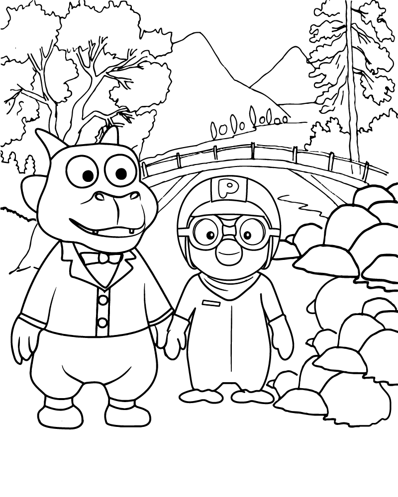 Pororo and Crong coloring pages
