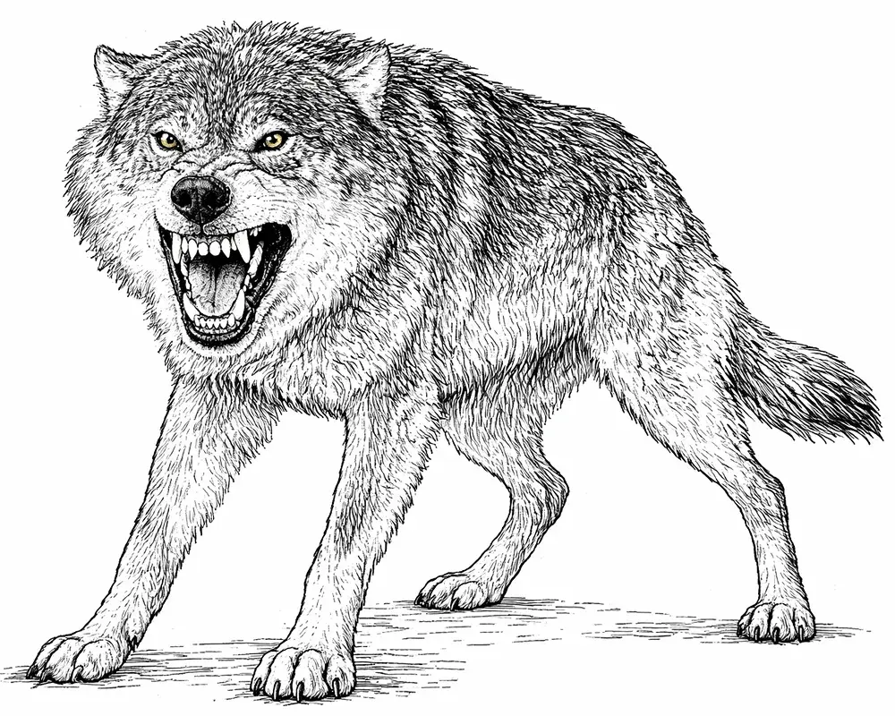Realistic Wolf Portrait Coloring Page