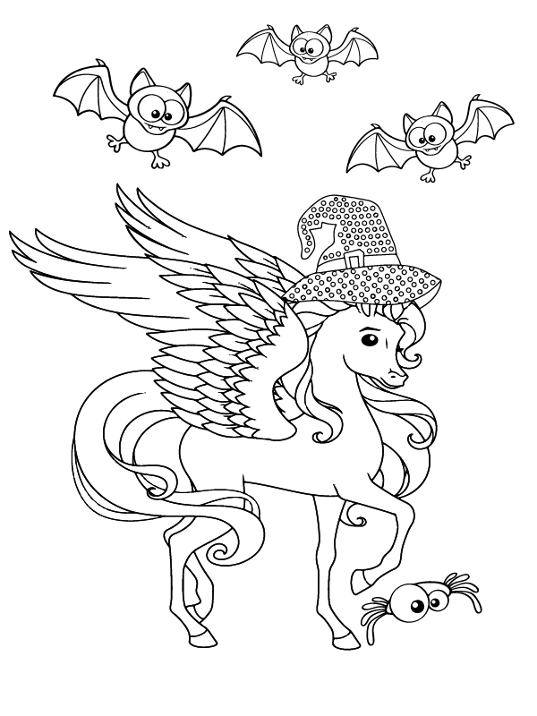 Halloween Unicorn Coloring Page