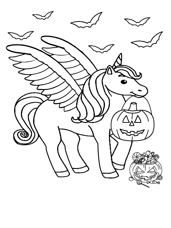 Halloween Unicorn Coloring Page