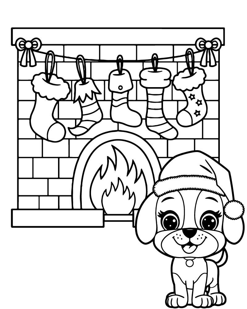 Christmas Dog Coloring Pages Coloring Page