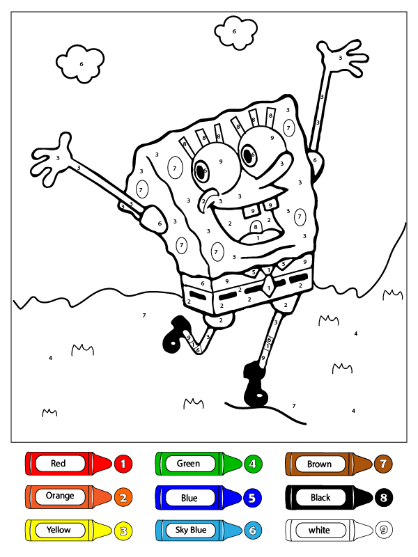 Running SpongeBob Color by Number