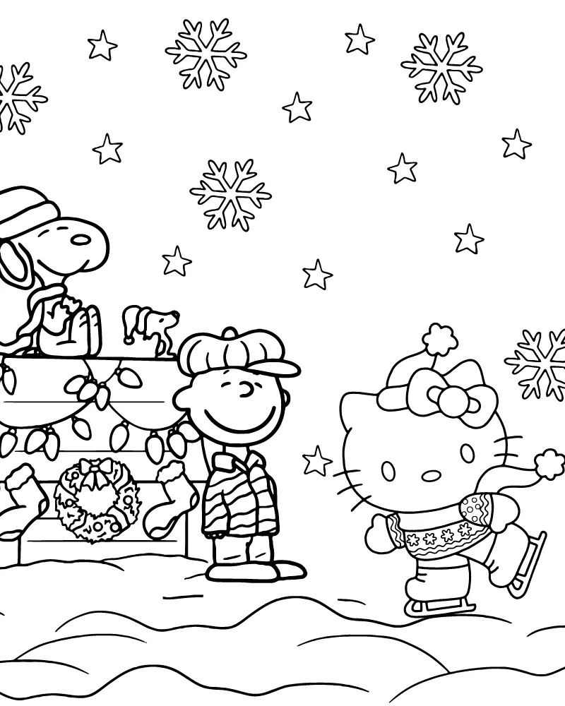 Hello Kitty Winter Coloring Pages For Kids Printable Free