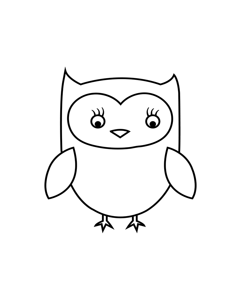 Simple Adorable Owl Coloring Pages