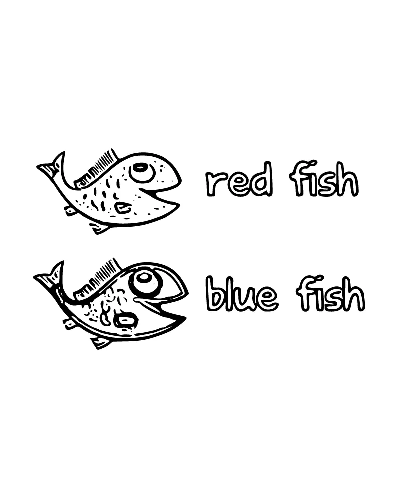 One Fish, Two Fish Black Free Coloring Page