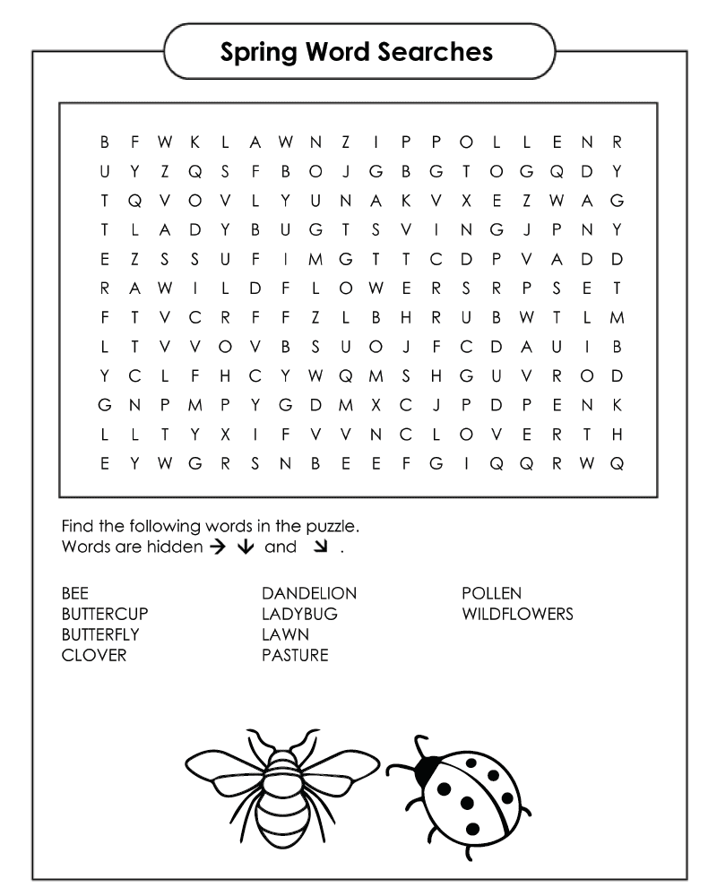 Spring Word Searches Printable Spring Word Searches Printable