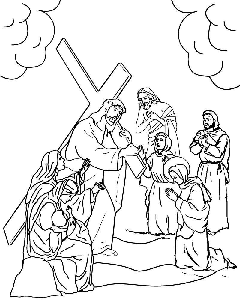 Holy Week Crucifixion Coloring Page