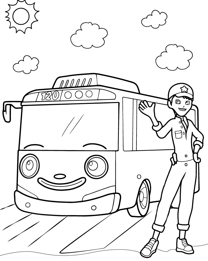 Tayo and Hana coloring pages