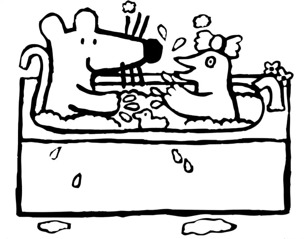 Maisy and Rooster Coloring Page - Free Printable Coloring Pages for Kids