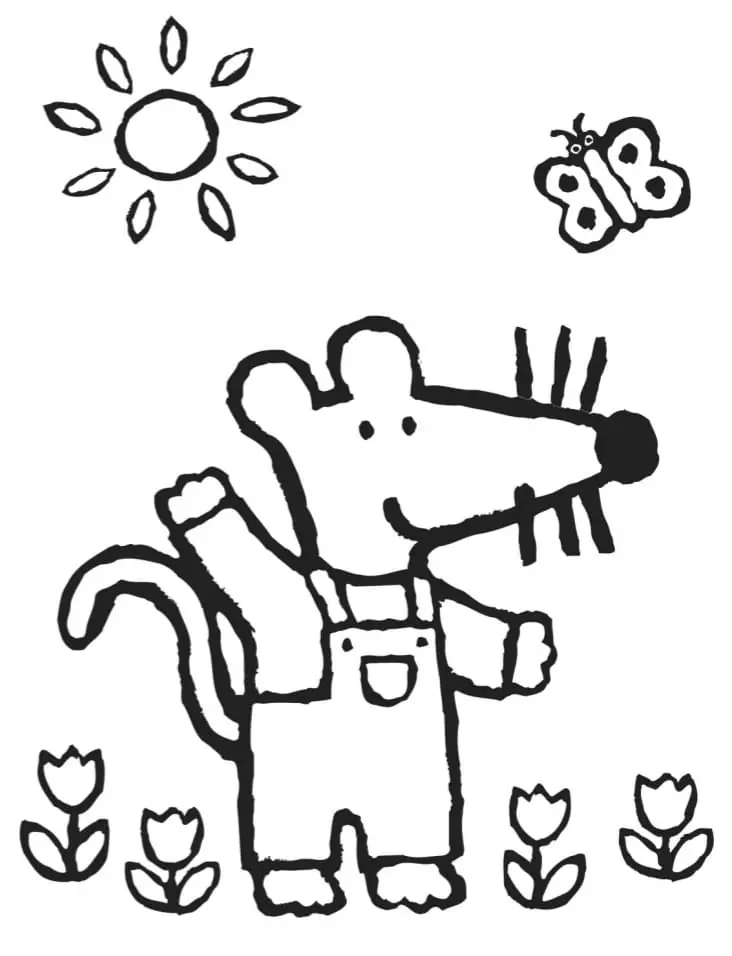 Maisy and Rooster Coloring Page - Free Printable Coloring Pages for Kids