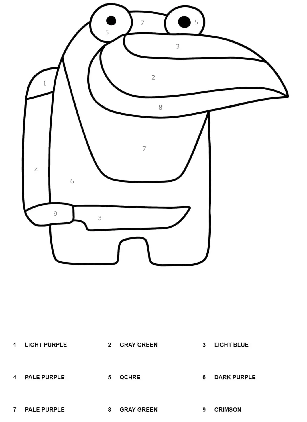 Printable Among Us Color By Number Worksheet Coloring Page Free