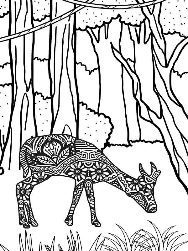 Forest Animal Mandala Coloring Page