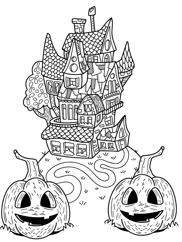 Vintage Halloween Coloring Page